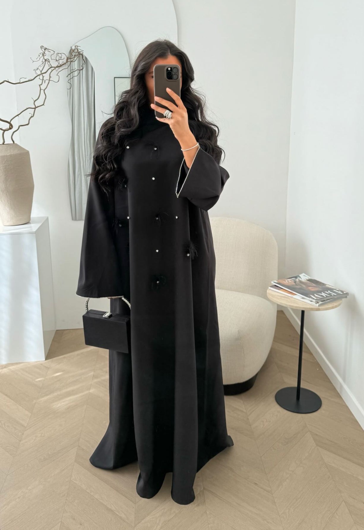 PREMIUM ABAYA SAMARA - HAND BEADING BLACK – Hanora Fashion