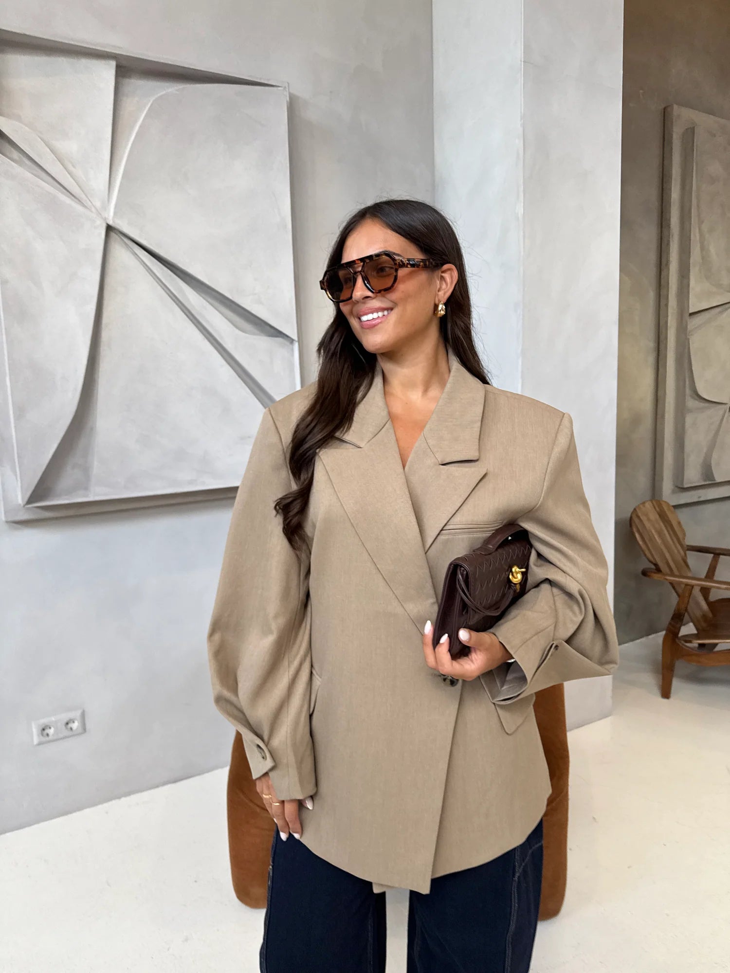 OVERSIZED BLAZER EVA BEIGE – Hanora Fashion