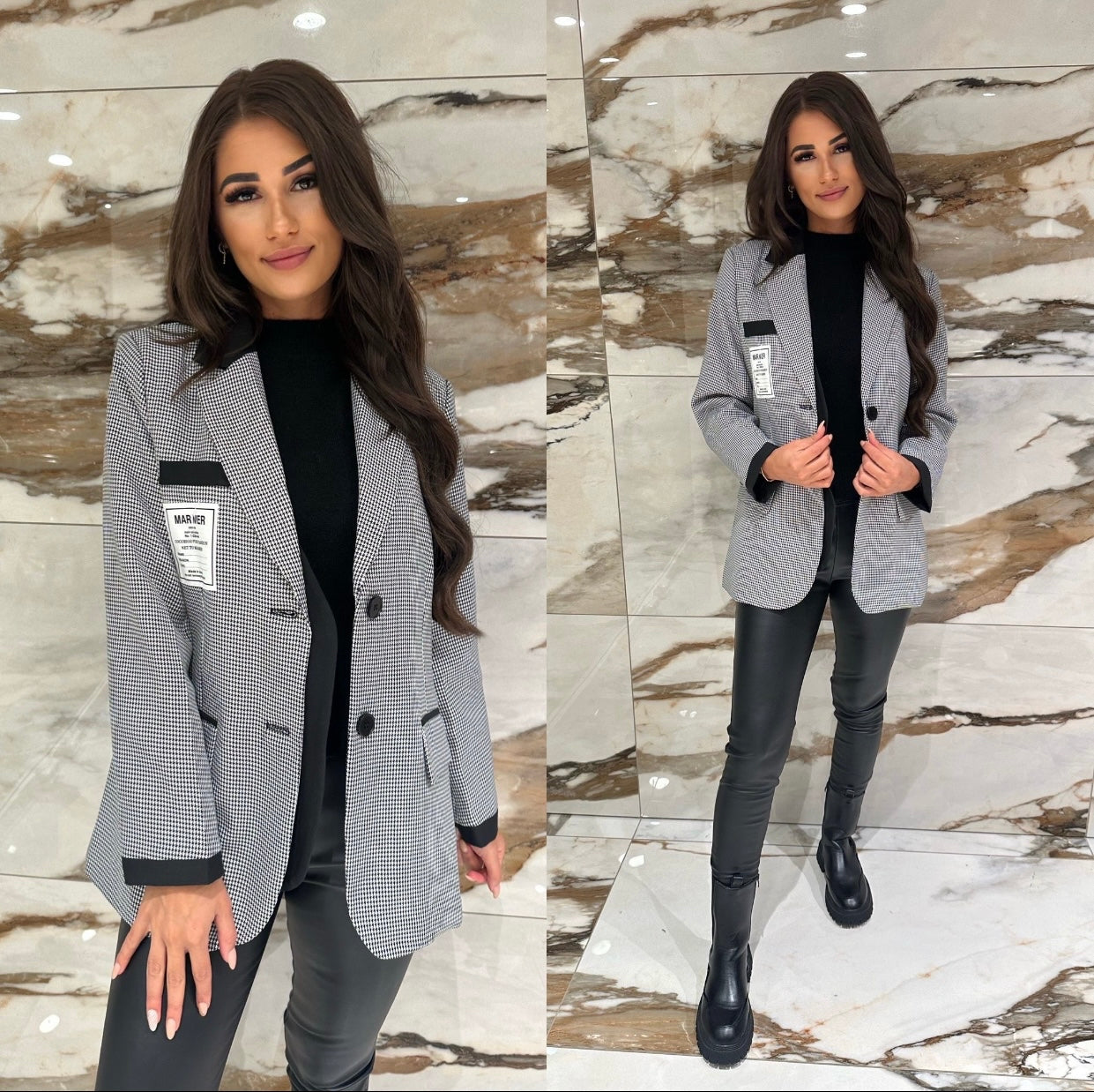 CHECKED BLAZER BLACK – Hanora Fashion