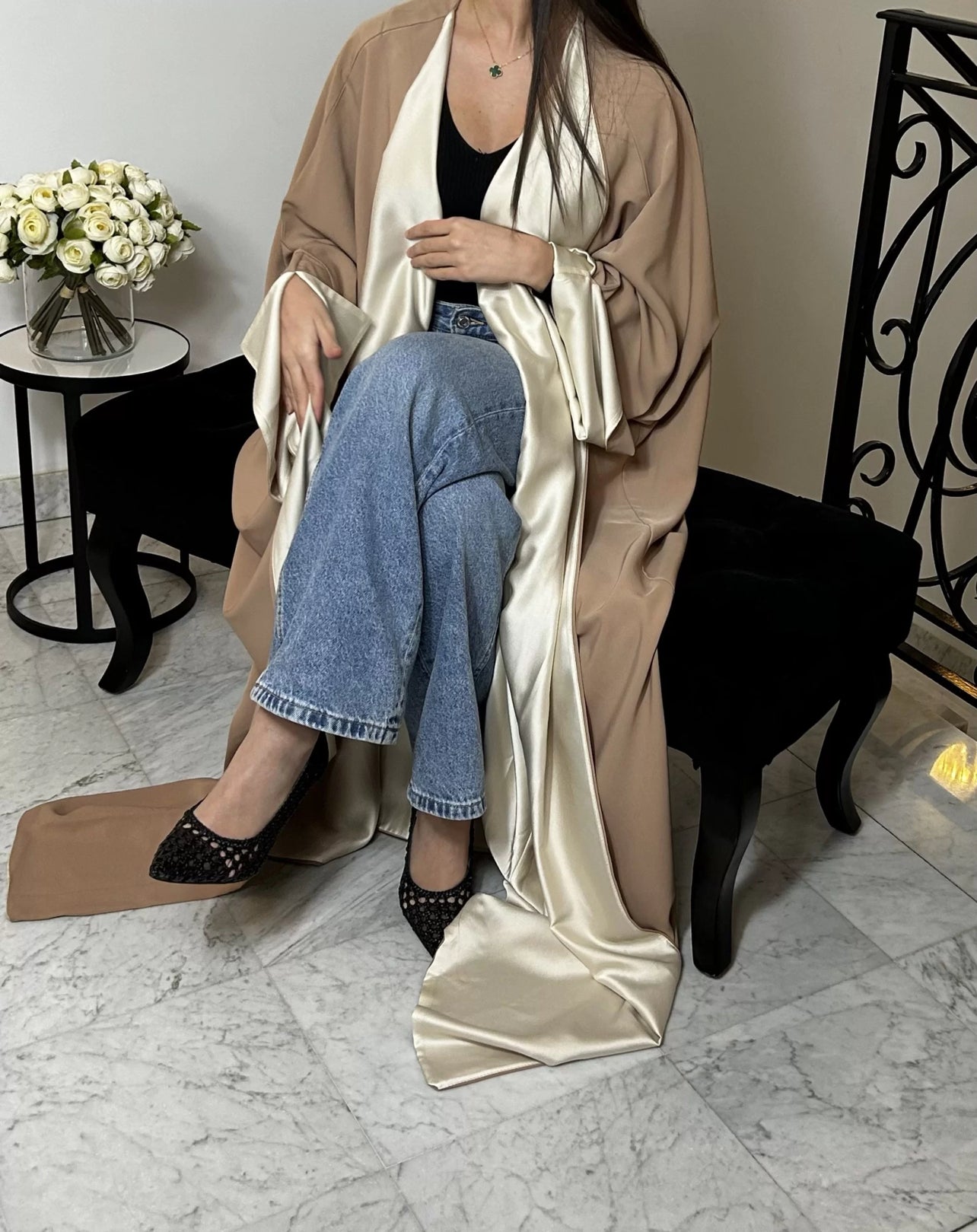 REVERSIBLE ABAYA KHALIJI CAMEL – Hanora Fashion