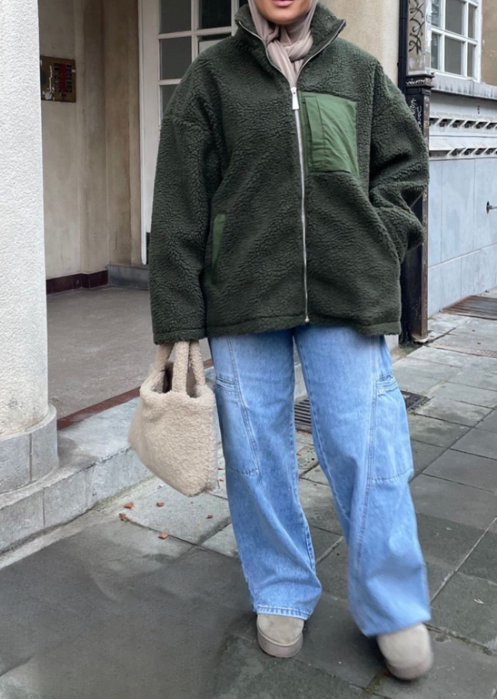 LALIYA TEDDY JACKET KHAKI – Hanora Fashion